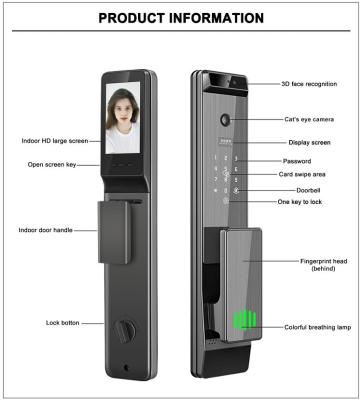 China Glomarket Tuya Digital Smart Lock Sistema biométrico totalmente automático Segurança Impressão digital 3D Reconhecimento facial Password Fechadura de porta à venda
