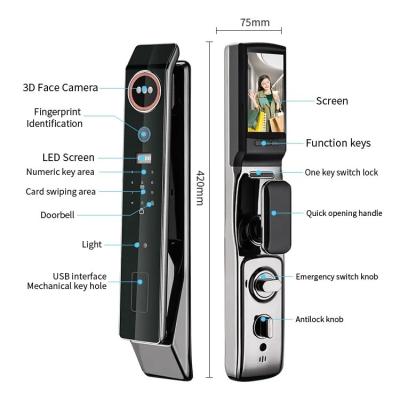 China Glomarket Factory Price Wifi App Smart Door Lock With Face Recognition Biometric Fingerprint Cerradura Support Intercom Function for sale