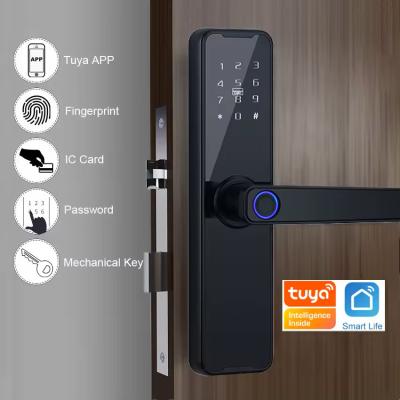 China Glomarket Wifi Tuya Smart Door Lock Aluminum Fingerprint Password Card Key Unlock Biometric Digital Smart Lock for sale
