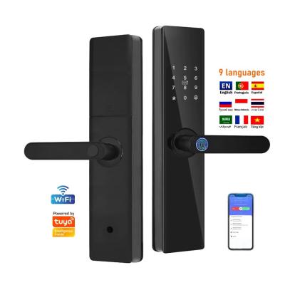 中国 Glomarket Tuya TTlock Fingerprint Digital Password Apartment Home Room Cerraduras Inteligentes Security Smart Wooden Door Lock 販売のため