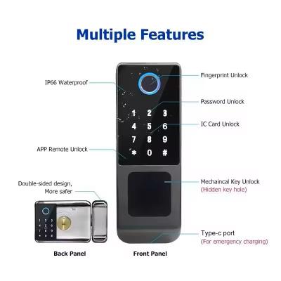 Cina Glomarket Tuya Impermeabile Digitale TTLock Sblocco remoto Sblocco intelligente a doppia facciata con impronta digitale in vendita