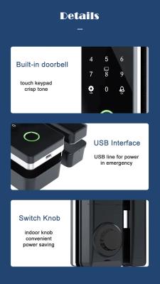China Glomarket Tuya Smart Glass Door Lock Biometrische vingerafdruk BLE Smart Electronic Lock Voor kantoor Glasdeur Te koop
