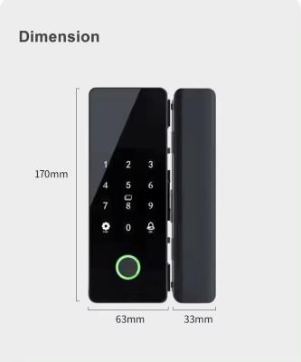 China Glomarket Tuya Smart Glass Door Lock Biometrische vingerafdruk BLE Smart Electronic Lock Voor kantoor Glasdeur Te koop