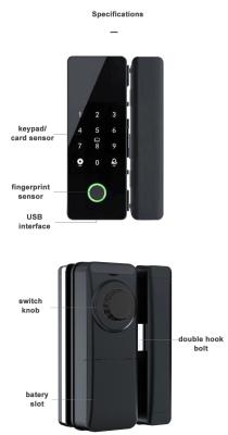 China Glomarket Tuya Smart Glass Door Lock Biometrische vingerafdruk BLE Smart Electronic Lock Voor kantoor Glasdeur Te koop