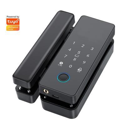 China Glomarket Tuya Smart Glass Door Lock Biometrische vingerafdruk BLE Smart Electronic Lock Voor kantoor Glasdeur Te koop