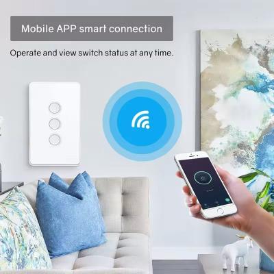 Cina Tuya US Wifi /Zigbee Tempered Glass Concave Button Touch Light Switch 1/2/3/4 Gang Wifi Switch a parete in vendita