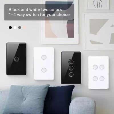 Cina Tuya US Wifi /Zigbee Tempered Glass Concave Button Touch Light Switch 1/2/3/4 Gang Wifi Switch a parete in vendita