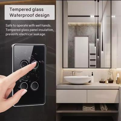Cina Tuya US Wifi /Zigbee Tempered Glass Concave Button Touch Light Switch 1/2/3/4 Gang Wifi Switch a parete in vendita