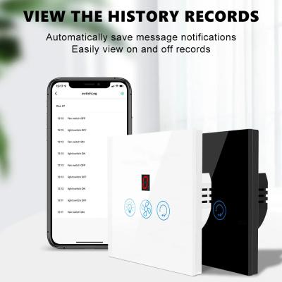 China Glomarket Tuya Wifi Fan Light Switch Touch 3 In 1 Switch 5 Speed Adjustment Ceiling Fan Switch For Alexa Google Home for sale