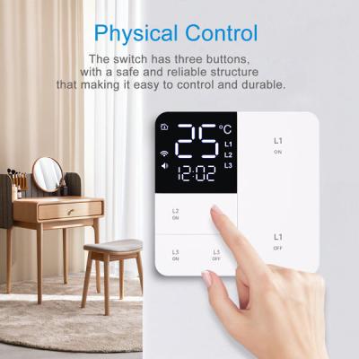 Cina Glomarket Tuya Wifi Smart Wall Light Switch 1/2/3 Gang Support Voice/app/touch Control con schermo di visualizzazione della temperatura in vendita