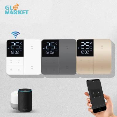 Cina Glomarket Tuya Wifi Smart Wall Light Switch 1/2/3 Gang Support Voice/app/touch Control con schermo di visualizzazione della temperatura in vendita
