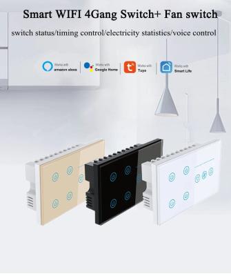 Cina Glomarket Tuya Smart Touch Switch Glass Panel Light E Fan Switch Smart Life Alexa Controllo vocale in vendita