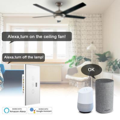 China Glomarket Tuya Wifi Smart Fan Switch Tuya Smart Switch Fan Speed Light On Off Voice Control Control Switch EU /US Standard for sale
