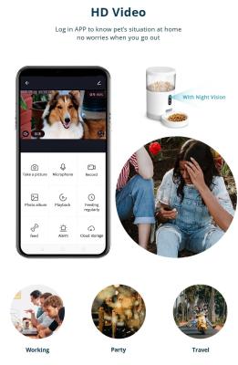 China 4 Liter Alexa Dog Food Dispenser Auto-Haustier-Zufuhr-mit Kamera zu verkaufen