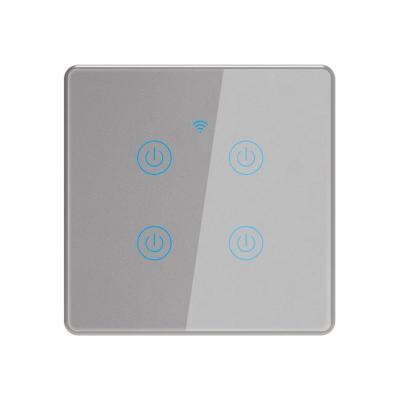 China 4 Gang EU UK Standard Touch Aluminum Frame Smart Timer Switch 4 Gang Smart Switch Tuya WiFi for sale