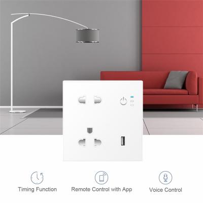 China PC Fireproof 13A Smart Plug Alexa Tuya Wall Socket Security Smart Home for sale