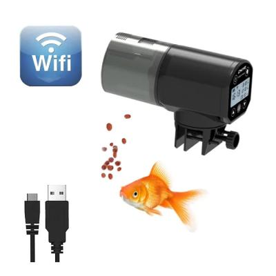 China LCD 200ml Smart Automatic Fish Feeder Wifi Aquarium Feeder RoHS for sale