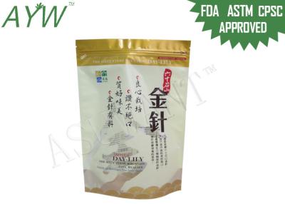 China O alumínio reusável ensaca o zíper do fechamento do empacotamento de alimento para os botões do lírio de dia à venda