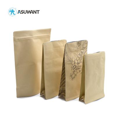 Cina La chiusura lampo amichevole su ordinazione di carta kraft di Eco 500g insacca il fondo piatto in vendita