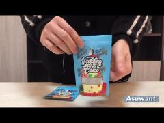 Blue food packaging bag with window
