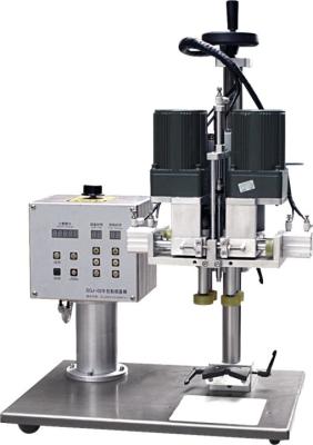 China Semi automatic plastic screw cap capping machine for shampoo, cosmetic, liquid soap, detergent, cream bottles jars for sale