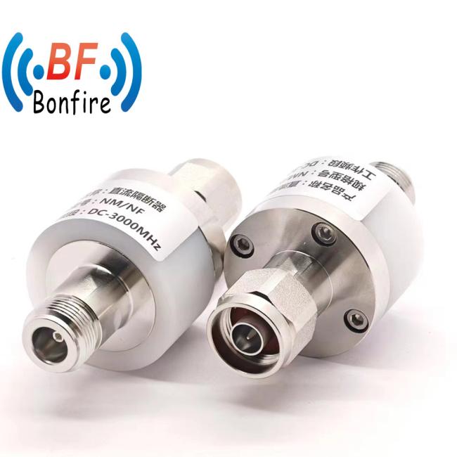 DC-3000MHz Low Vswr RF Coaxial DC Block 200W Nm to NF