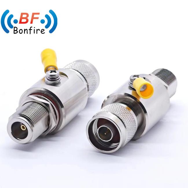 698-3800MHz F Type RF Lightning Arrester Double Dual Female Audio F Jack to F Jack Coaxial Cable Television Surge Protector Arrestor RF Arrester