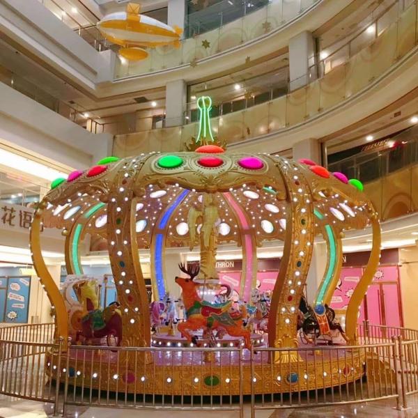Quality 26 Seat Crown Carousel Theme Park Carnival Kiddie Rides 380V for sale