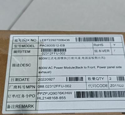 Cina 600W HUAWEI PAC600S12-EB Fornitore di alimentazione alternativo Modulo di alimentazione in vendita