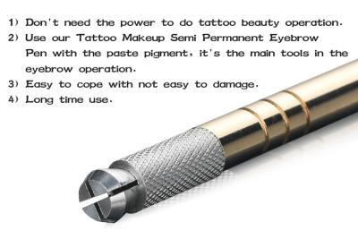 Cina Penna manuale del tatuaggio del sopracciglio di Microblading dell'oro cosmetico fatto a mano dello strumento in vendita