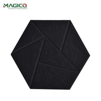 China Self Adhesive Hexagon Polyester Fiber Acoustic Panels Easy Cutting Black Color for sale