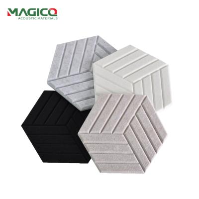 China Eco Friendly Noise Reduction Polyester Fiber Acoustic Board With Decorative 3D Finish for sale