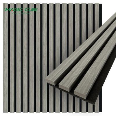 China Office Wood Veneer MDF Slat Panel  0.6*2.4/2.7/3m Size Sound Absorption for sale