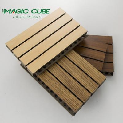 China Walnut Veneer Grooved Wood Mdf Acoustic Panel For Indoor Bedroom for sale