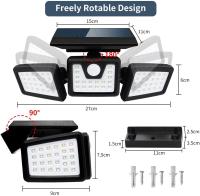 China 72LED IP65 3 Head Solar Security Light With Motion Sensor 360 Degree for sale