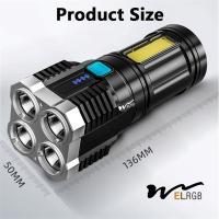 China 1000 Lumens 4led Rechargeable Cob Flashlight Multifunctional Led Flashlight for sale