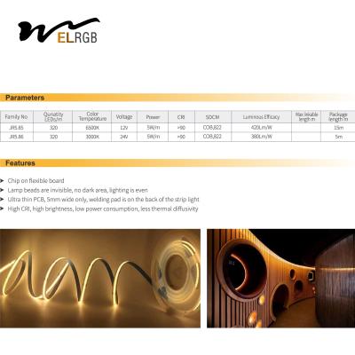 Cina 5mm 8mm COB Strip Light 5m Roll 5W/M LED Dimmable Light Strips in vendita