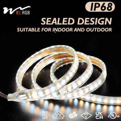 China 110V 220V LED Strip Light Outdoor Waterproof Dual Color White and Warm White Competitive Te koop