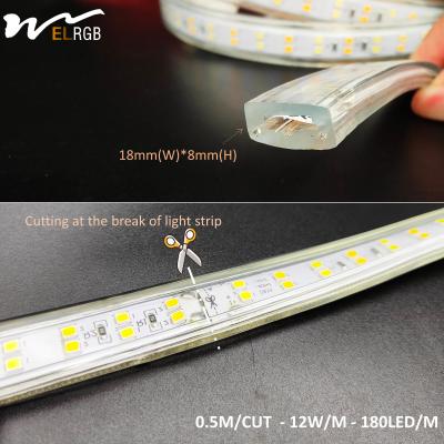 China 110V 220V LED Strip Light Outdoor Waterproof Dual Color White and Warm White Competitive Te koop