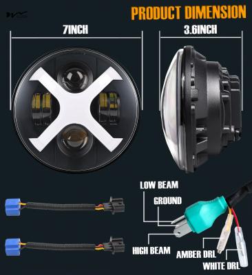 Cina Faretti a LED rotondi da 7 pollici X-Style Bianco DRL Blu Segnale di svolta Veicolo Servizio Tipo auto in vendita
