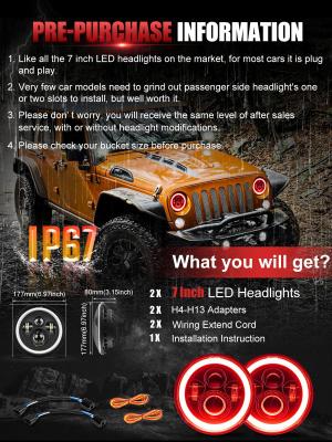 Cina 7 pollici faro a LED DOT Rondo faro con segnale di svolta Amber e Hell Red Halo in vendita