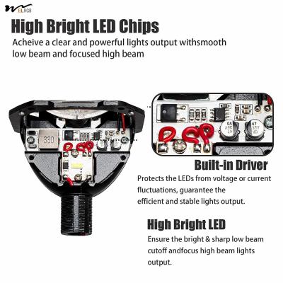 Cina Kit universale di fari a LED per lenti di proiezione a nido di miele per motociclette H1 H4 H7 in vendita