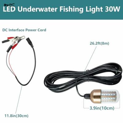 China 12V 30W IP68 Onderwater viszoeklamp Plastic Aluminium LED Nachtvisserijlamp Te koop