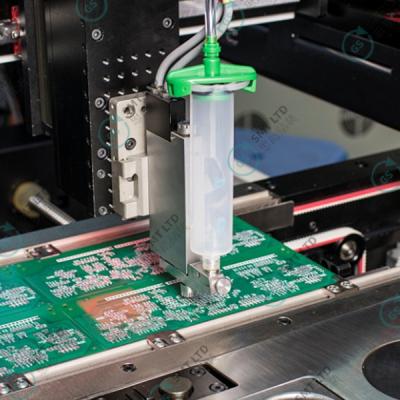 China Automatic High Speed Dispensing Machine with 50000/H Dispensing Speed 0.25mm Minimum Point Diameter for 300*300mm PCB Board Size for sale