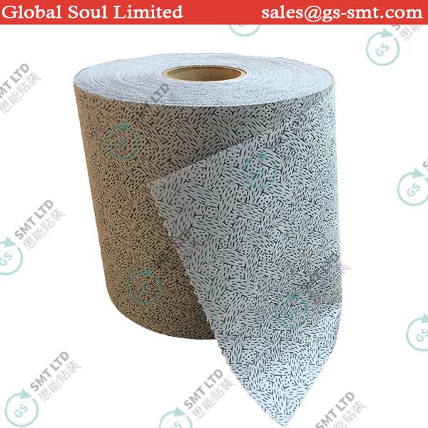 Blue bark pattern absorbent paper roll - close-up view