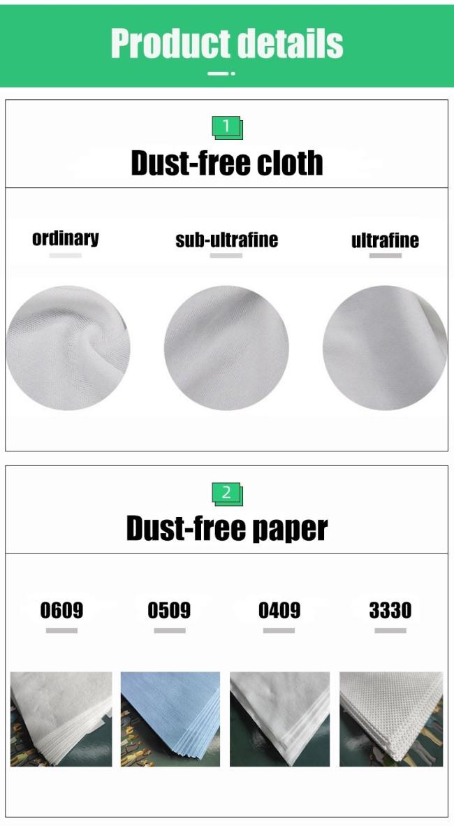 Dust-free cleaning paper roll on machine
