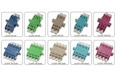 China LC UPC OM3 Quad Fiber Optic Adapters Connectors With Flange for sale