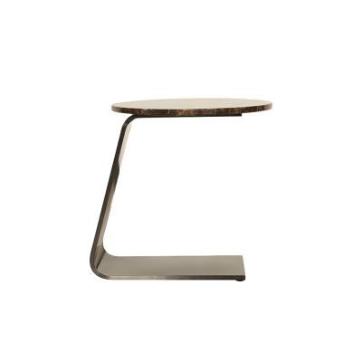 China Brushed Matte Black Finish Tabela de café de mármore superior base de aço inoxidável personalizada for sale