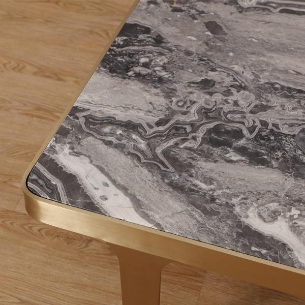 Quality Square Stainless Steel Central Coffee Table Satin Finish Marble Top Tea Table for sale