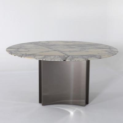 China Silver Marble Top Round Dining Table Stainless Steel Legs For Restaurant for sale